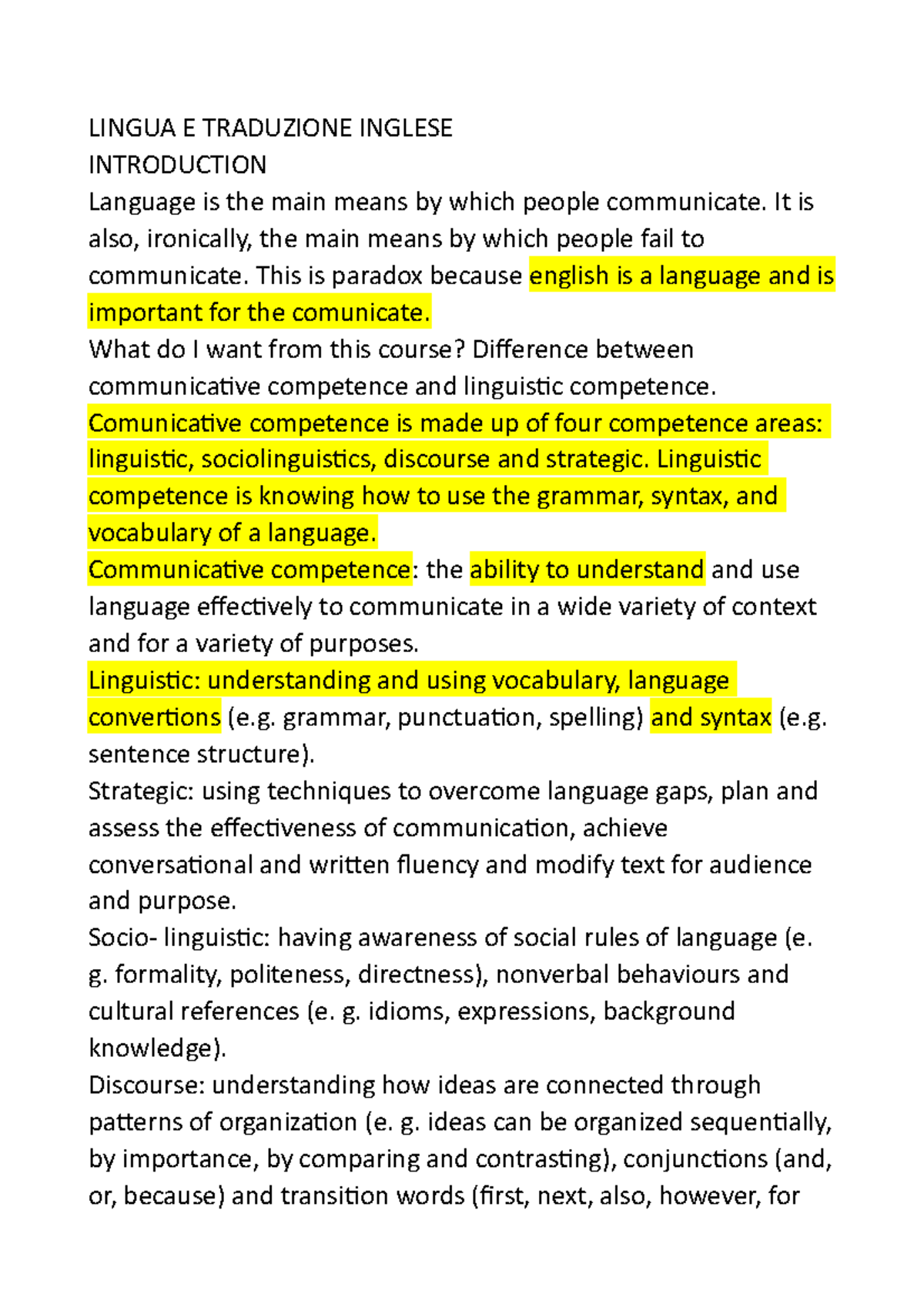 Lingua E Traduzione Inglese Introduction - LINGUA E TRADUZIONE INGLESE INTRODUCTION Language is ...