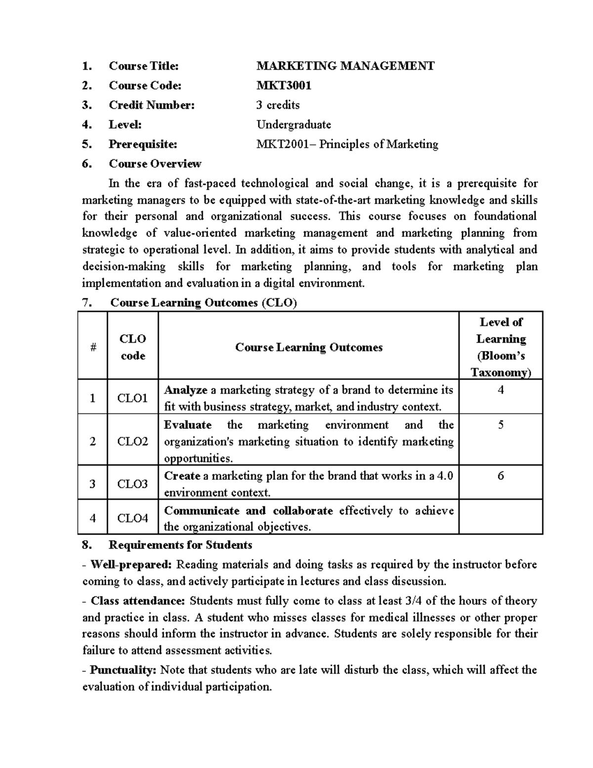 NEW2023-EN-Syllabus Marketing-Management - Course Title: MARKETING ...