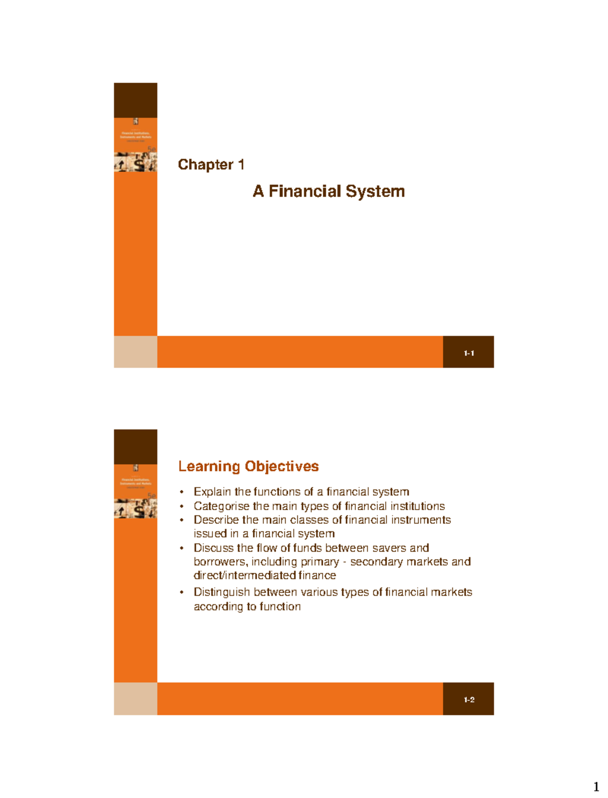 Ch01-A Financial System - 1- Chapter 1 A Financial System 1- Learning ...