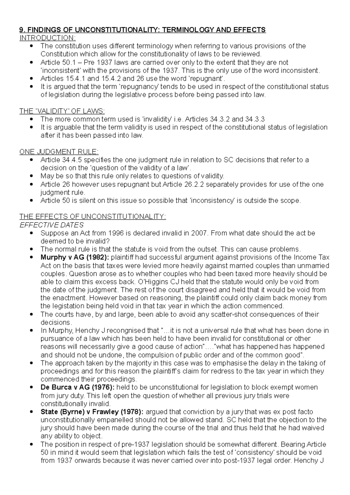 9 Findings of Unconstitutionality - 9. FINDINGS OF UNCONSTITUTIONALITY ...