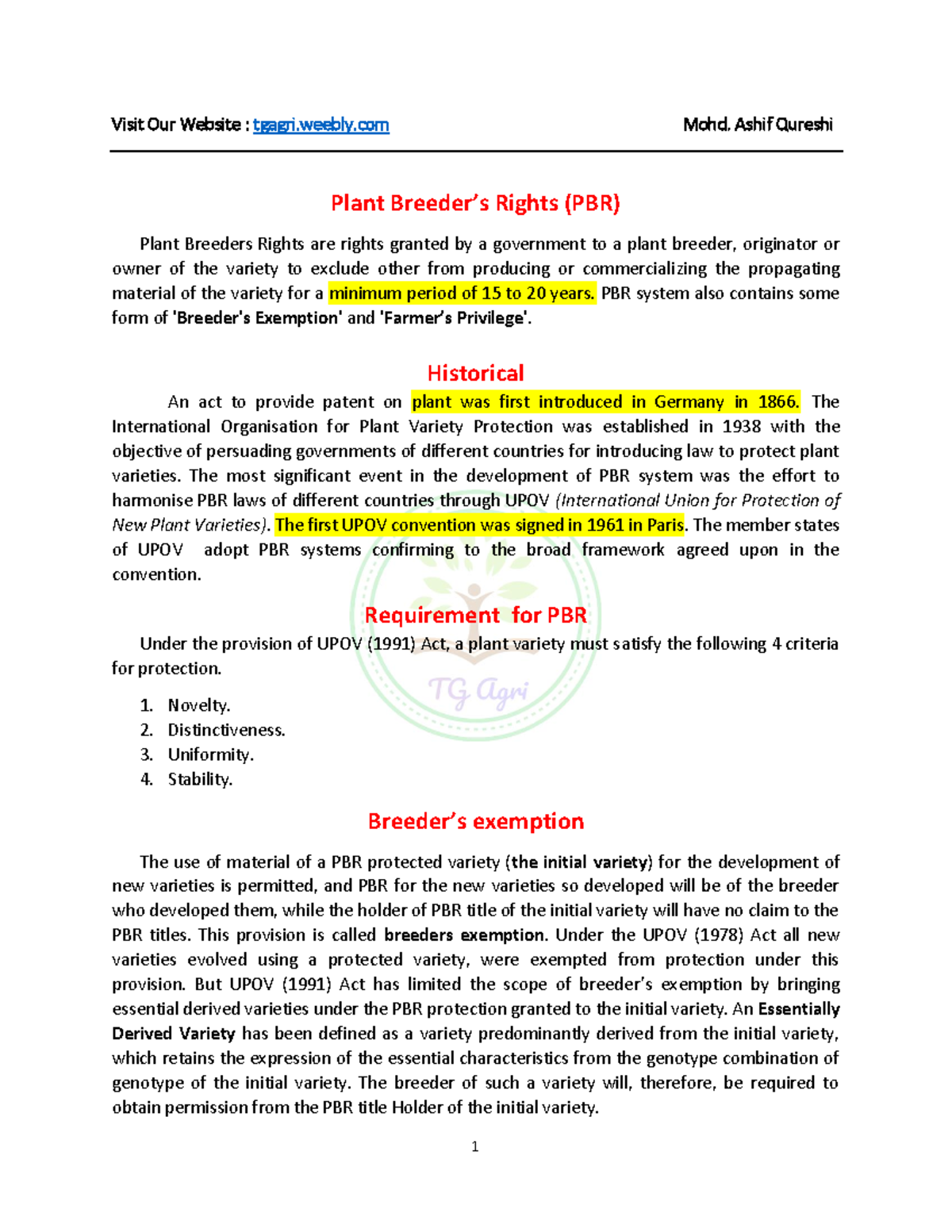 Ipr 2 - Notes - Visit Our Website : tgagri.weebly Mohd. Ashif Qureshi ...