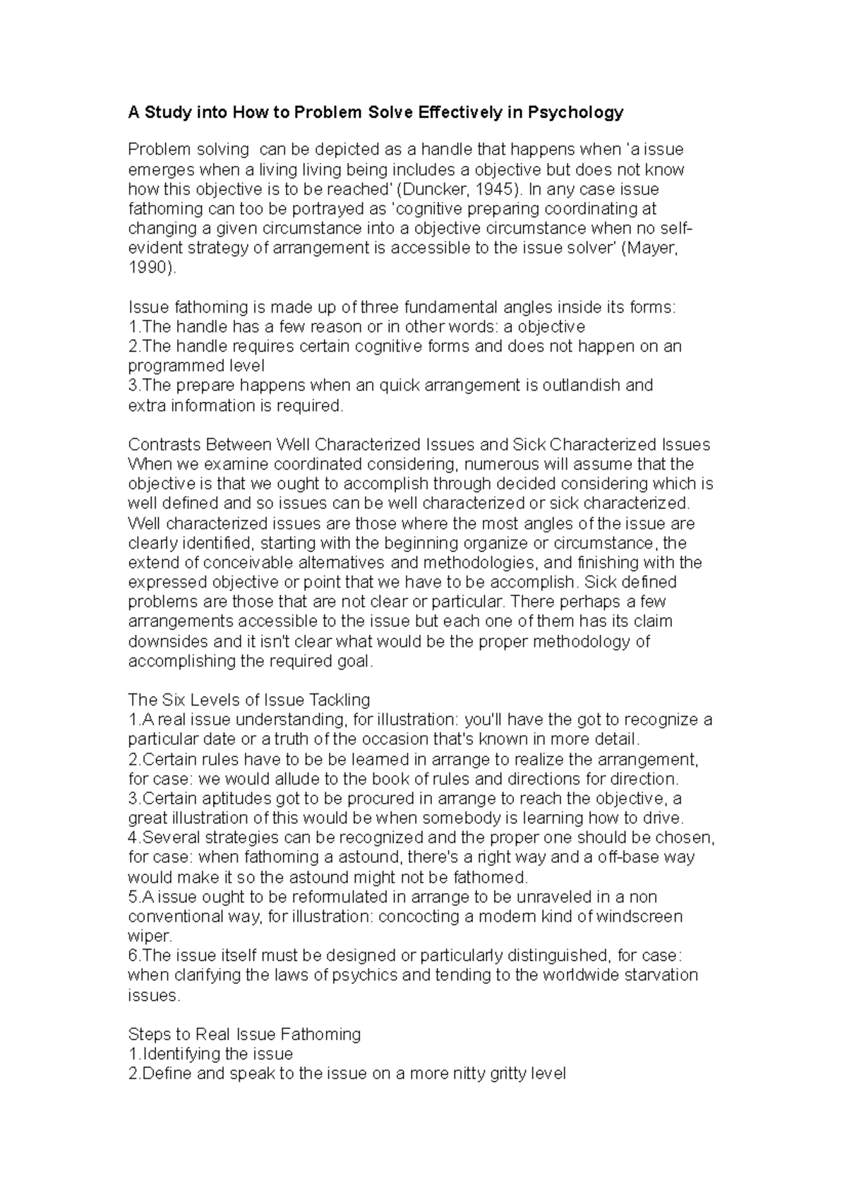 A Study into How to Problem Solve Effectively in Psychology - In any ...