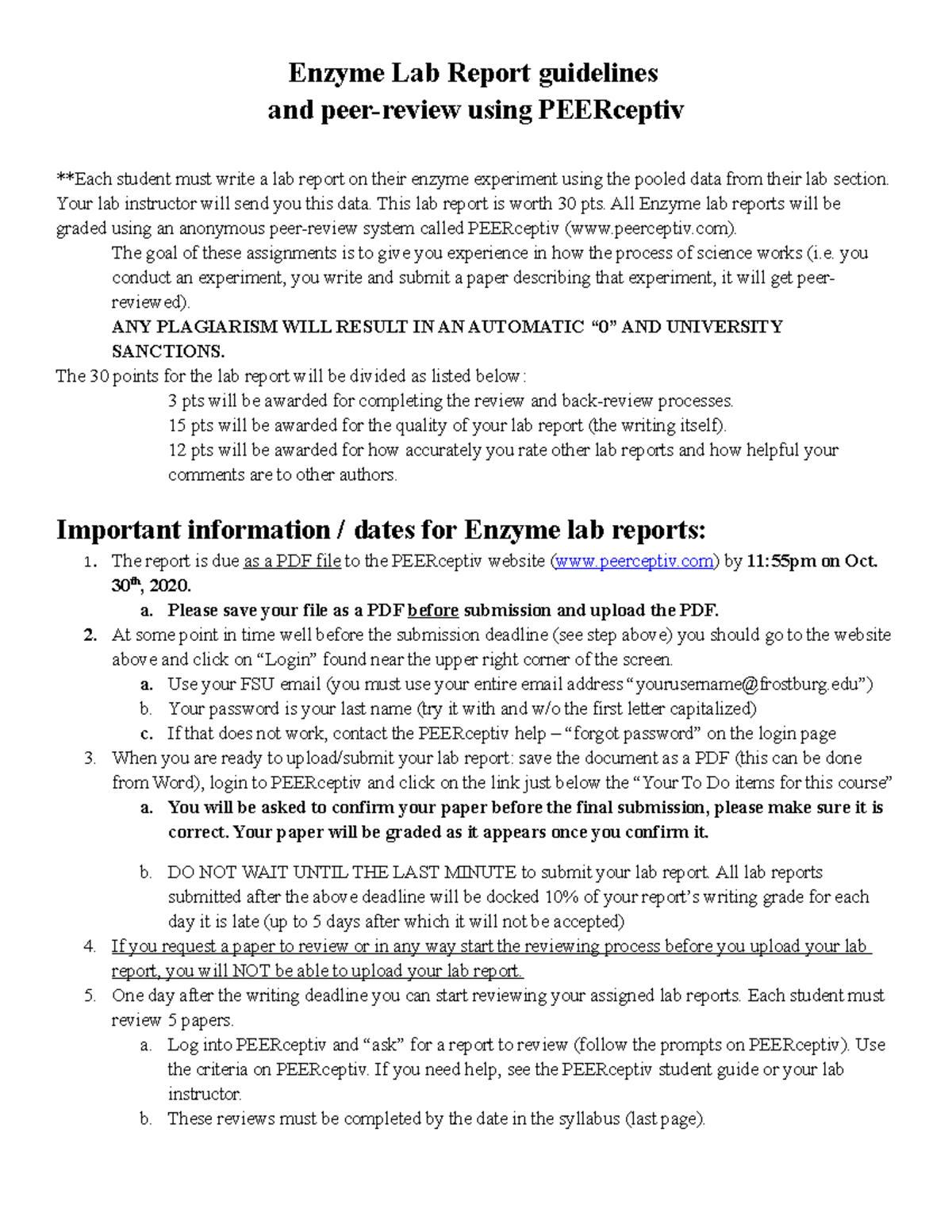 Lab report guidelines for enzymes - Peerceptiv - hybrid - Enzyme Lab ...