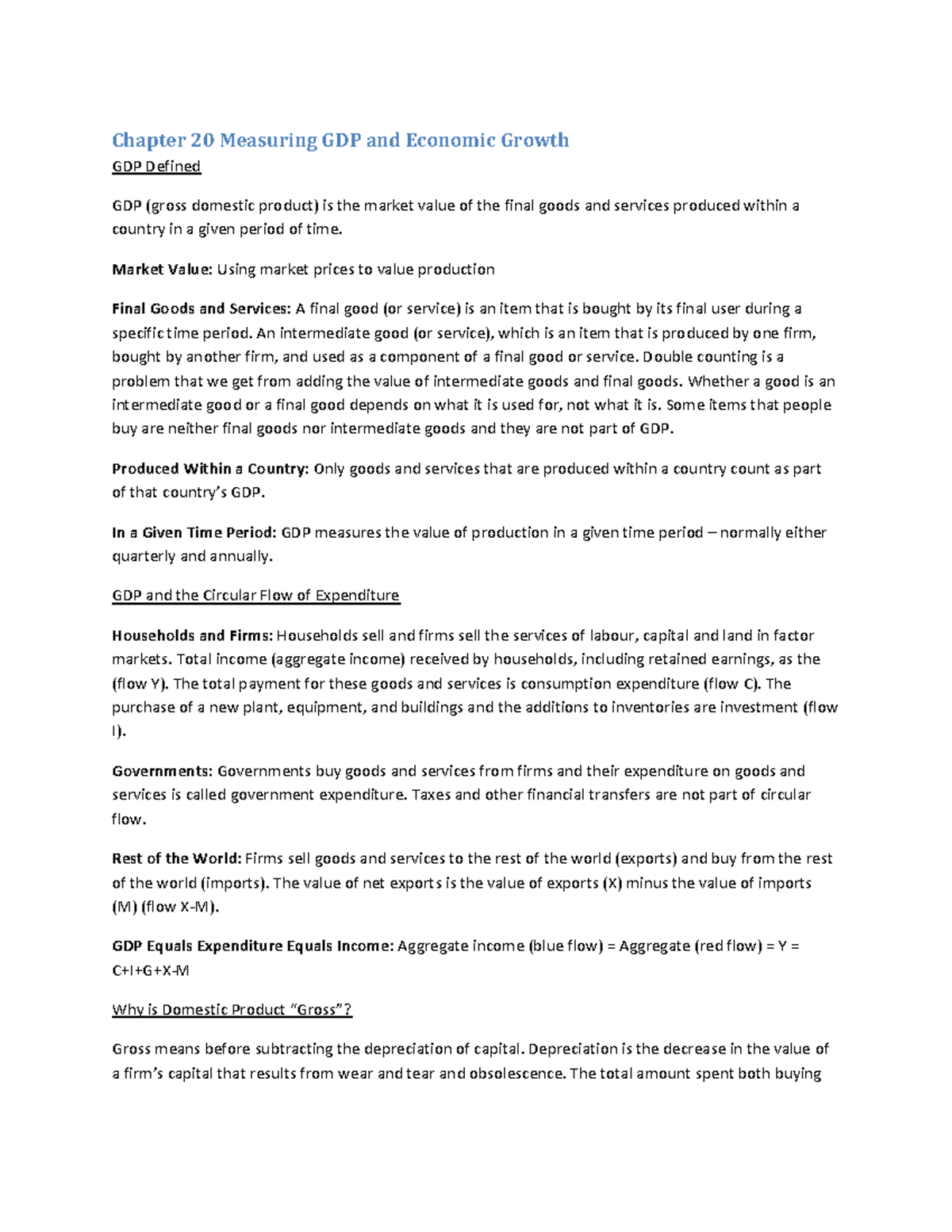 Chapter 20 Measuring Gdp and Economic Growth - Chapter 20 Measuring GDP ...