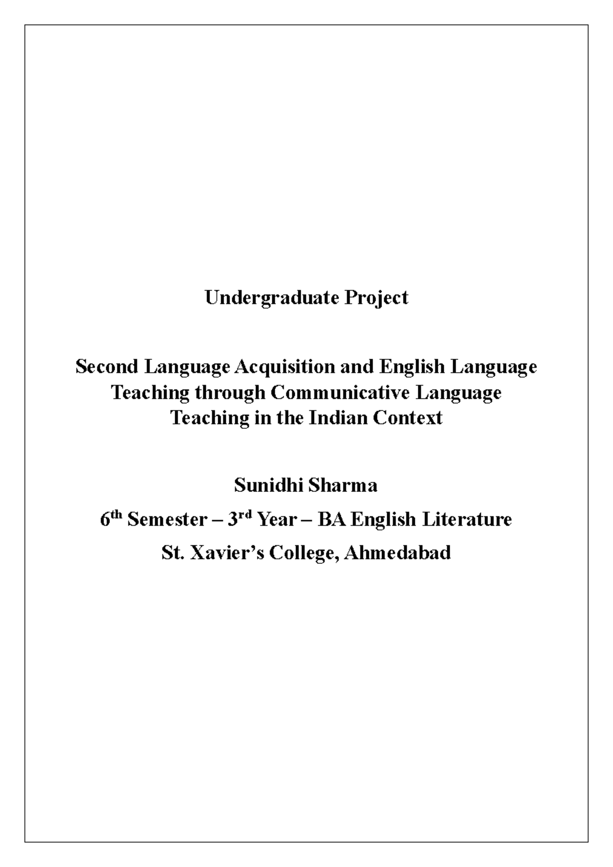 UG Project Sunidhi Sharma - Undergraduate Project Second Language ...
