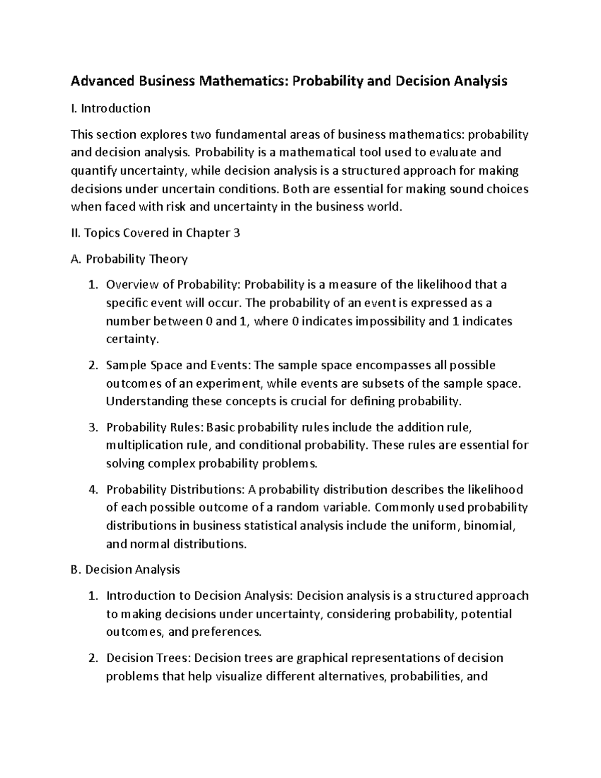33 - This section explores two fundamental areas of business ...