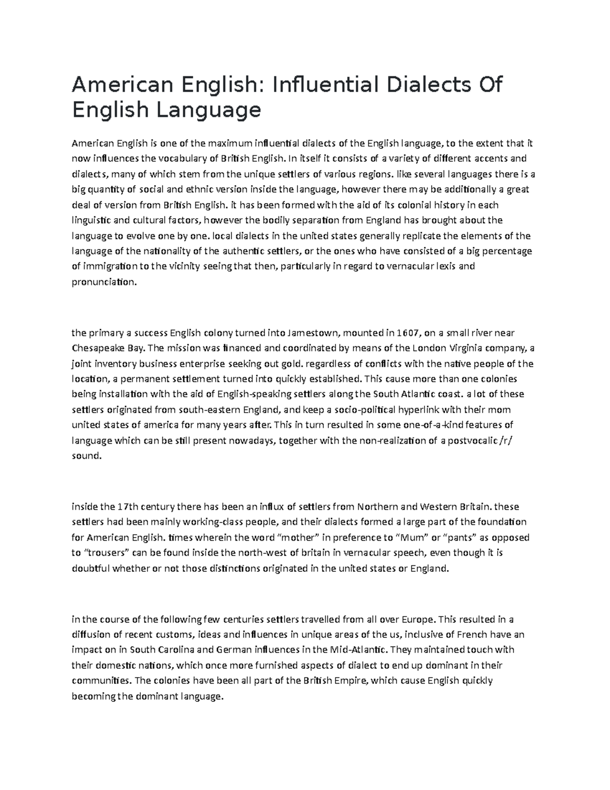 American English Influential Dialects Of English Language - American ...