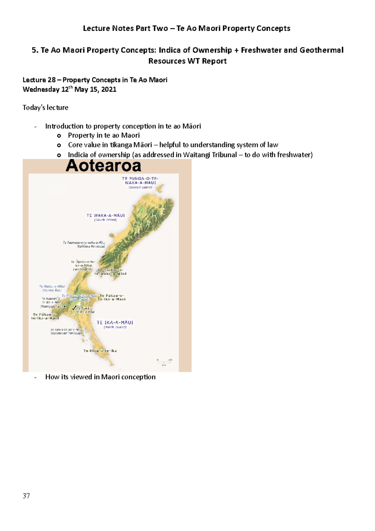 Lecture Notes Part Two Monique - Lecture Notes Part Two – Te Ao Maori ...