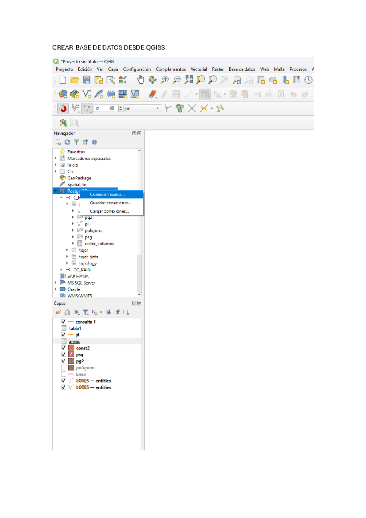 Crear BASE DE Datos Desde Qgiss - catastro urbano - CREAR BASE DE DATOS ...