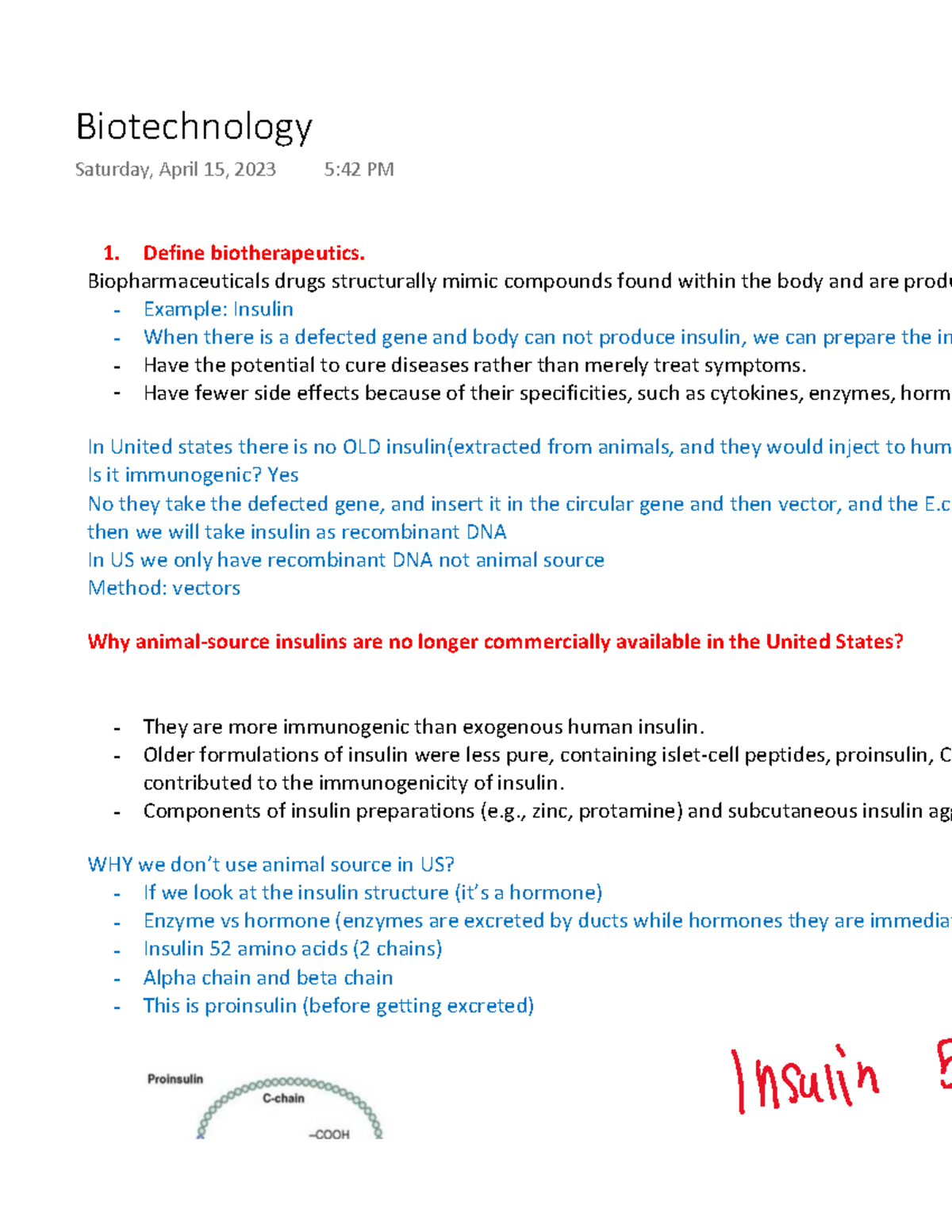 Biotechnology - FINAL EXAM NOTES - Define biotherapeutics ...