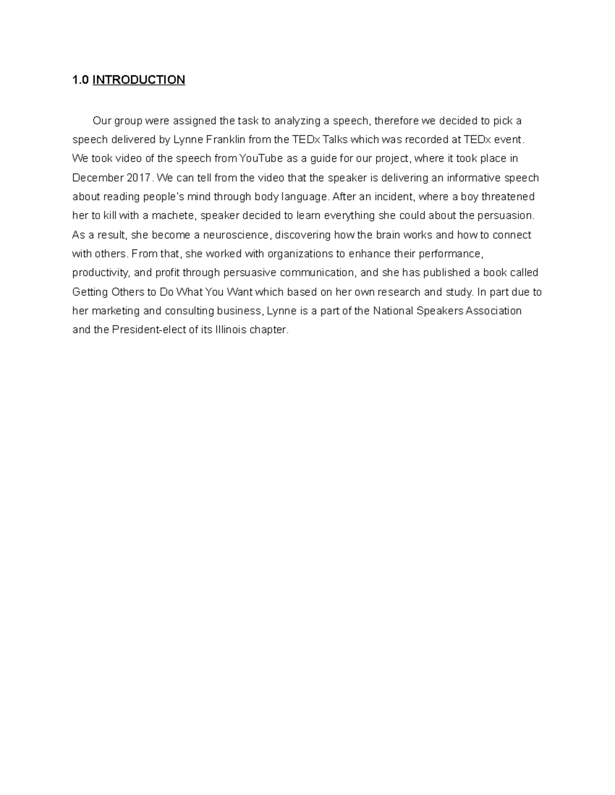 Case study for informative speech com165 - 1 INTRODUCTION Our group ...