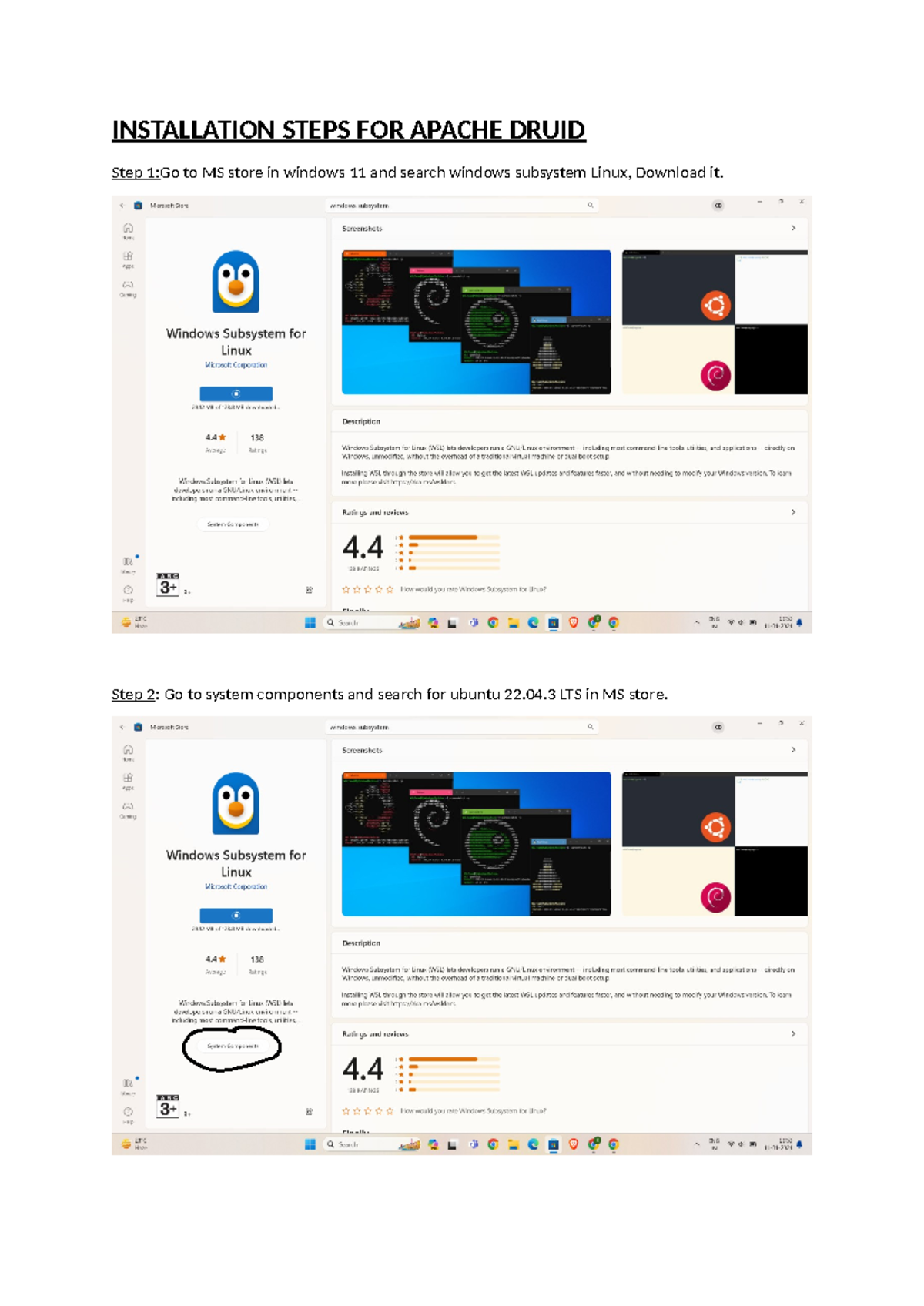 Installation Steps FOR Apache Druid - INSTALLATION STEPS FOR APACHE DRUID Step 1:Go to MS store ...