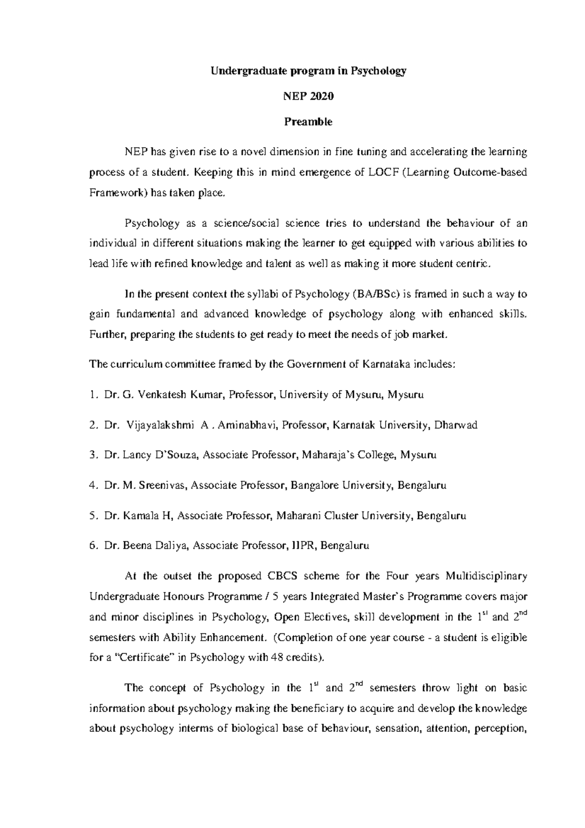 Psychology - Notes - Undergraduate program in Psychology NEP 2020 ...