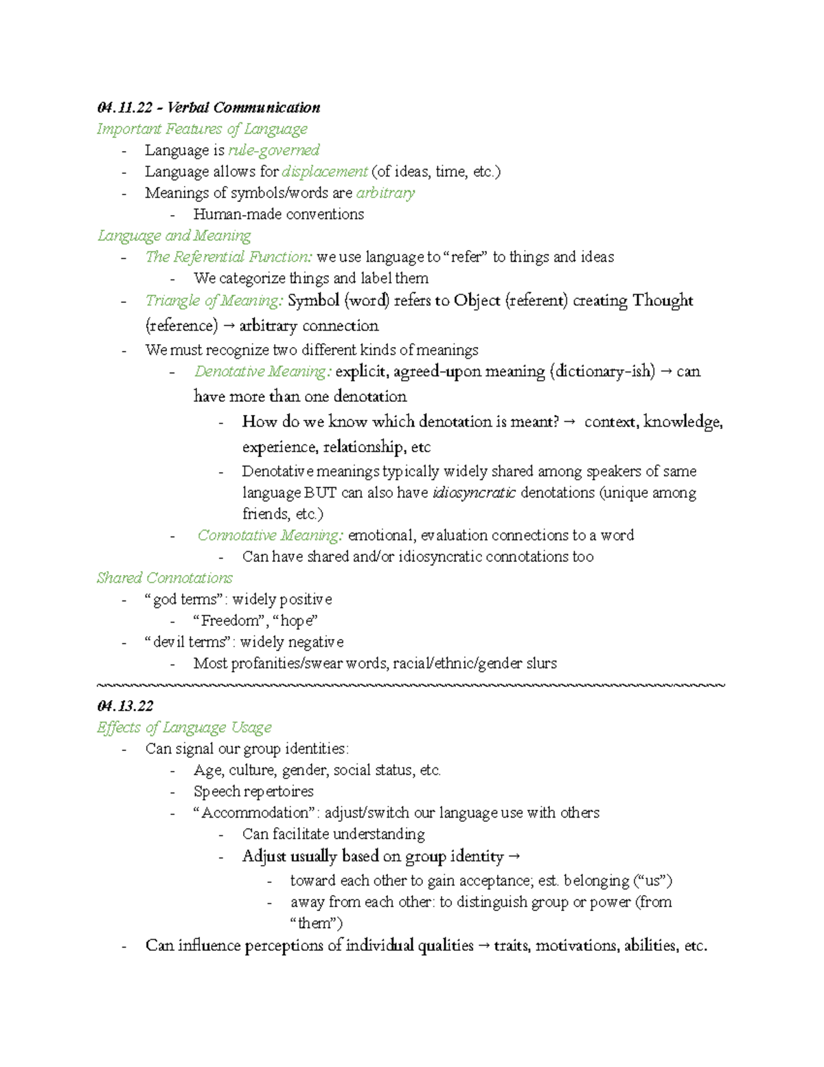 COMM1 Week 3 4 11 - 4 17 - Week 3 Lecture Notes - 04.11 - Verbal ...
