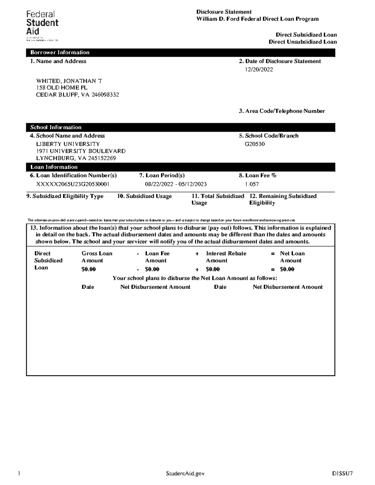 Disclosure Statement - thankyou - Disclosure Statement William D. Ford ...