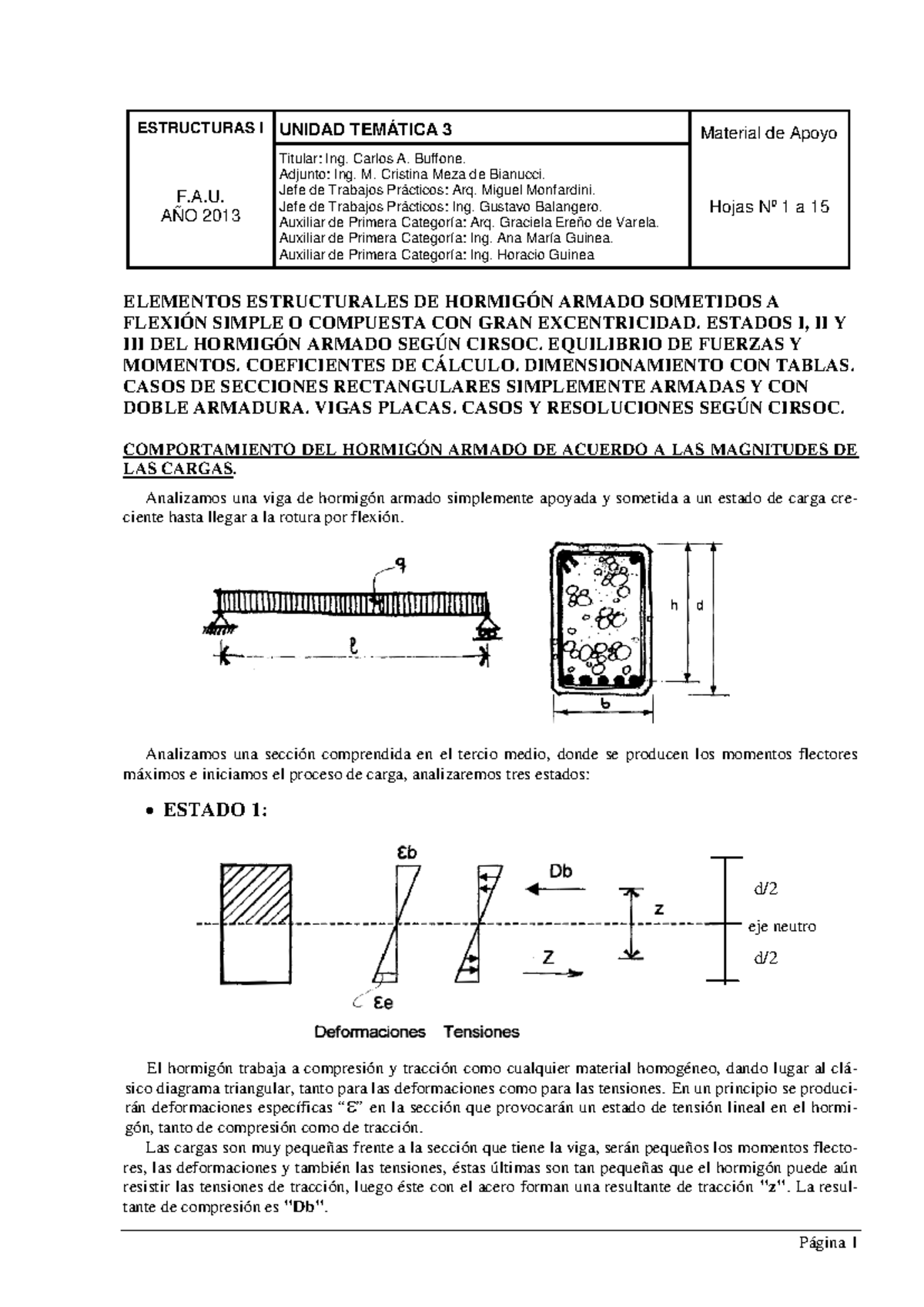Estructuras I - Unidad 3 - ESTRUCTURAS I UNIDAD TEMÁTICA 3 Material de ...