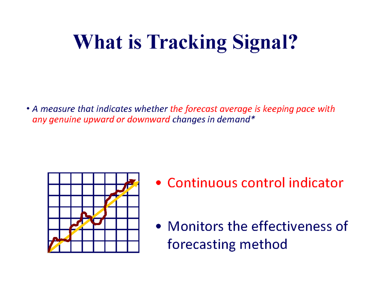 Tracking Signal - lecture 5 - INDU 330 - • A measure that indicates ...