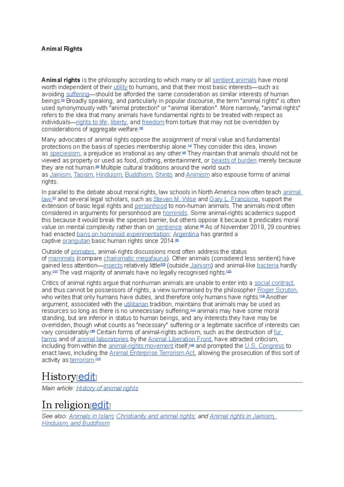 Animal Rights - Animal Rights Animal rights is the philosophy according ...