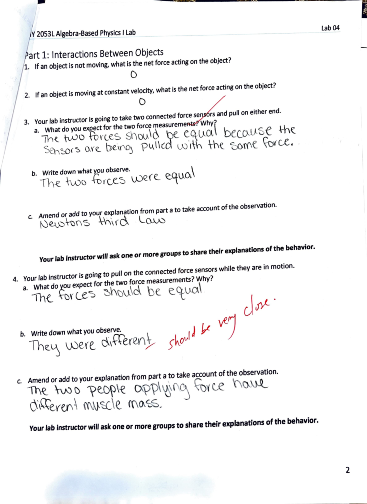 Lab 4- Interacting Objects - .. / 2_053L_Algebra-Based Physics I Lab -....,- I Lab 04 art 1 ...