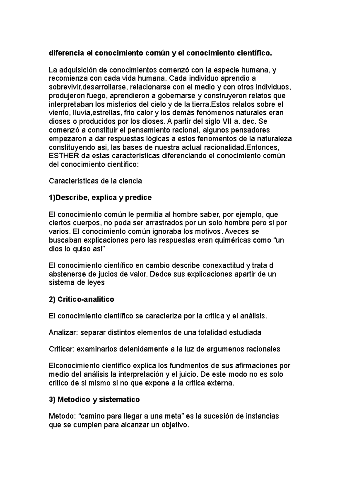 Diferencia el conocimiento común y el conocimiento científico - La ...