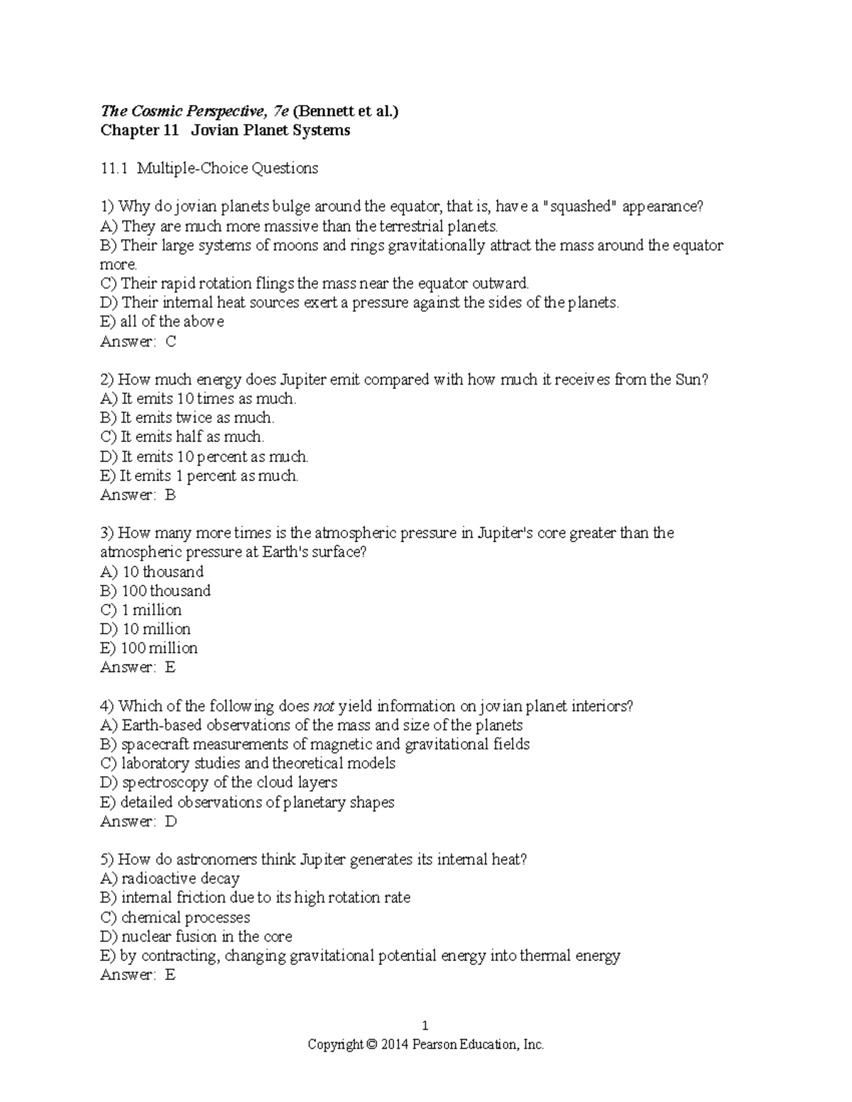 Ch11 Test bank - ASTRONOMY 1 first year - PHYS 1000 - Practical Notes ...