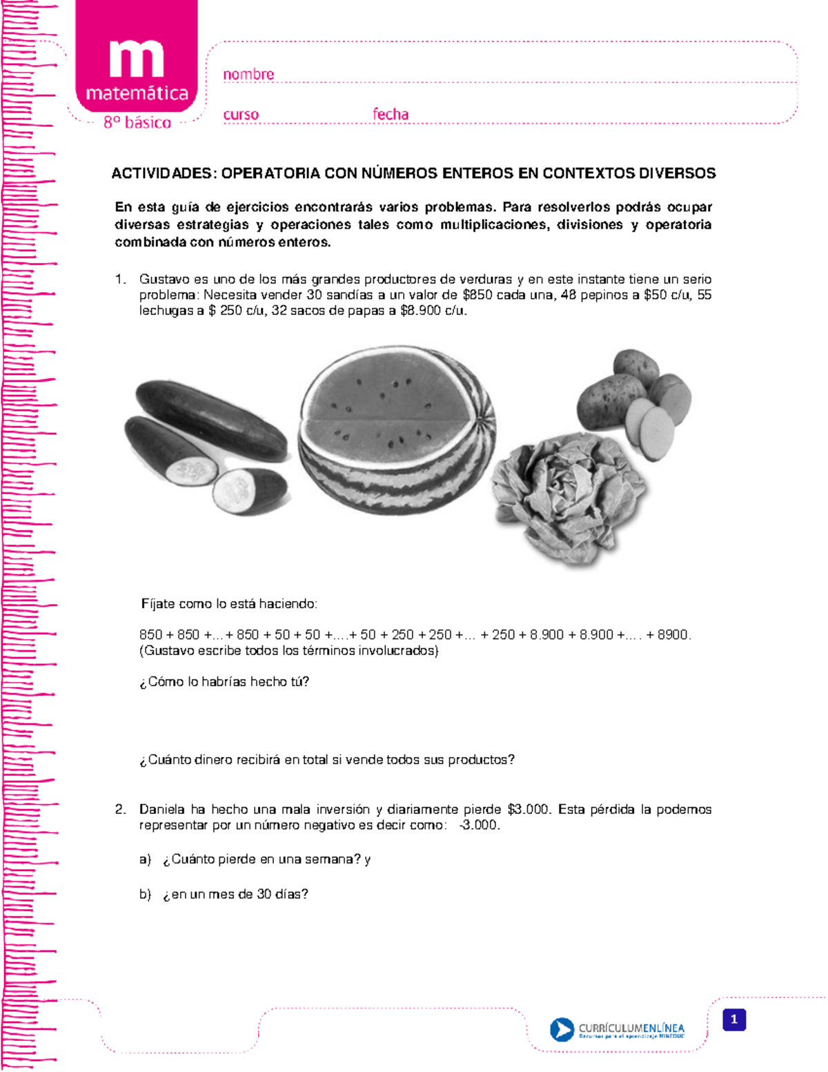 Clase 4 resolucion de problemas - ACTIVIDADES: OPERATORIA CON NÚMEROS ...