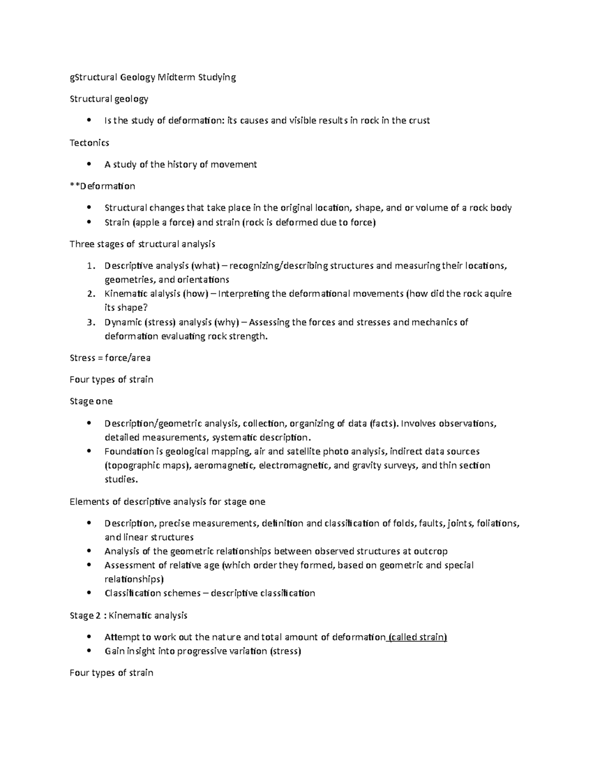Structural Geology Midterm Studying - Descriptive analysis (what ...