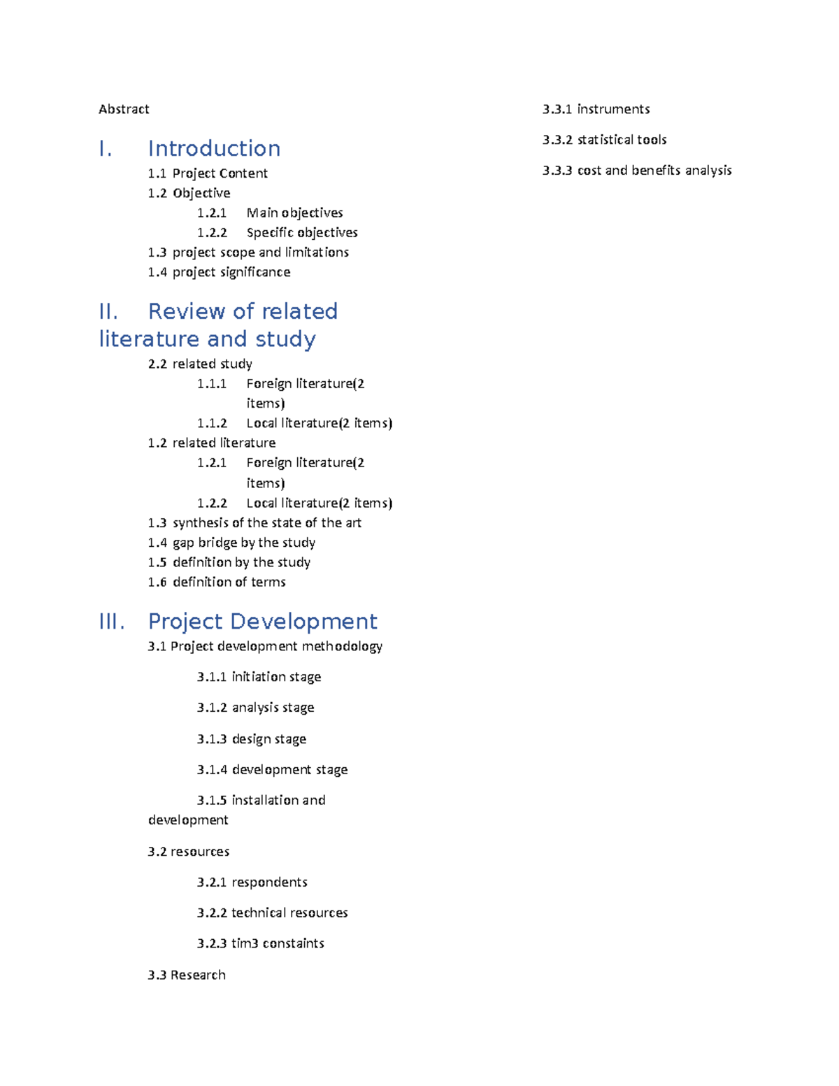 Capstone Blueprint - Abstract I. Introduction 1 Project Content 1 ...