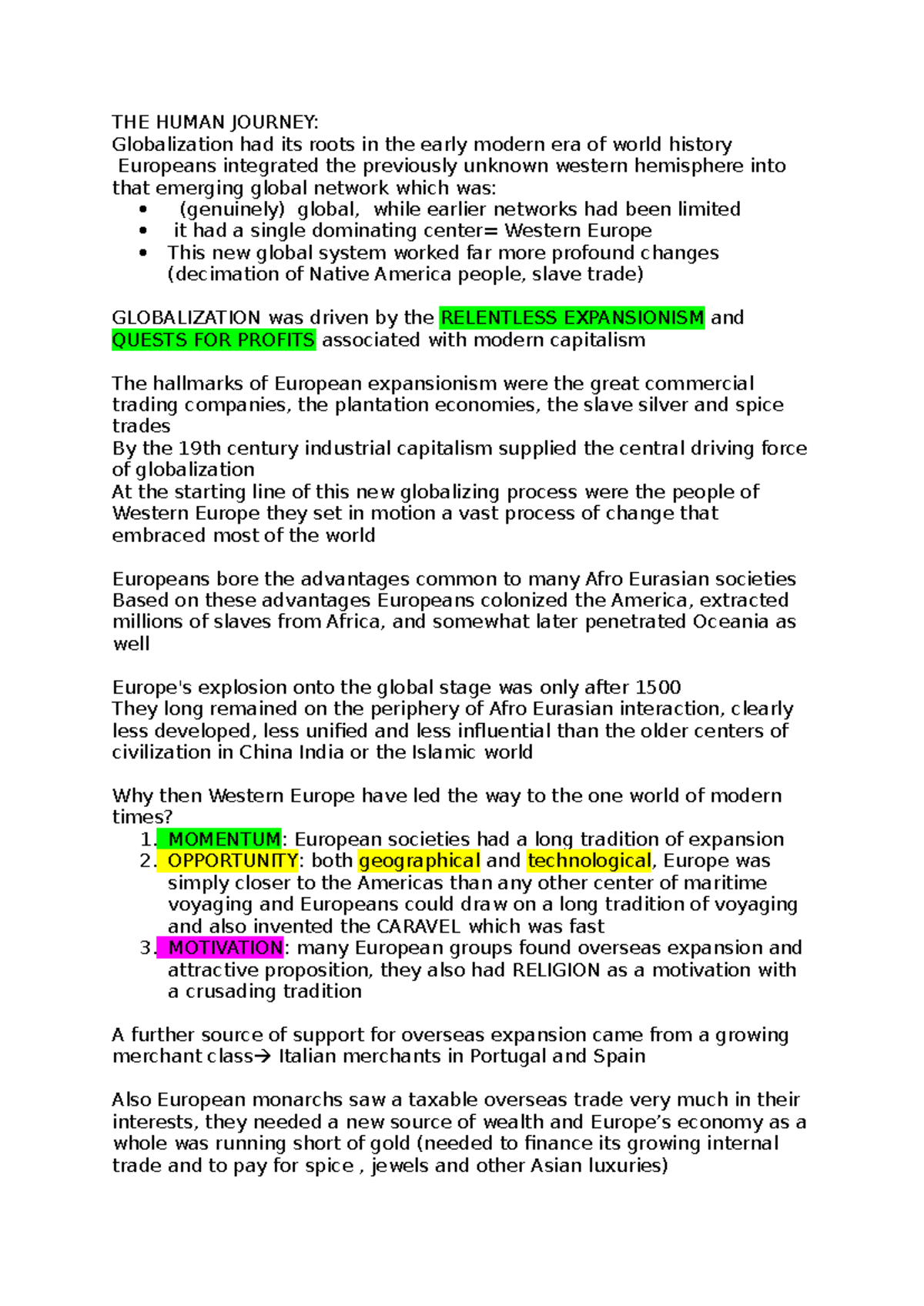 The human journey chapter 8 - THE HUMAN JOURNEY: Globalization had its ...