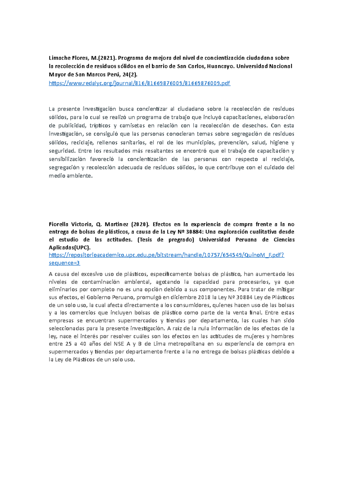 Ficha de resumen - Limache Flores, M.(2021). Programa de mejora del ...
