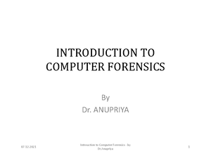 CS 6004- Cyber- Forensics - DEPARTMENT OF COMPUTER SCIENCE AND ENGINEERING CS6004- CYBER ...