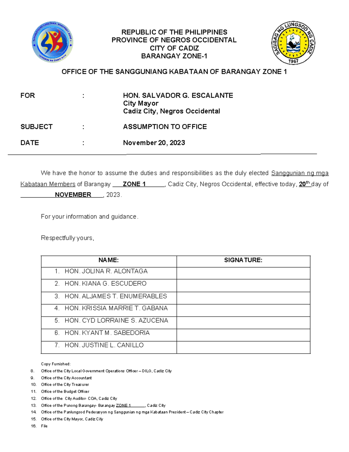 Assumption - Lecture Notes - REPUBLIC OF THE PHILIPPINES PROVINCE OF ...
