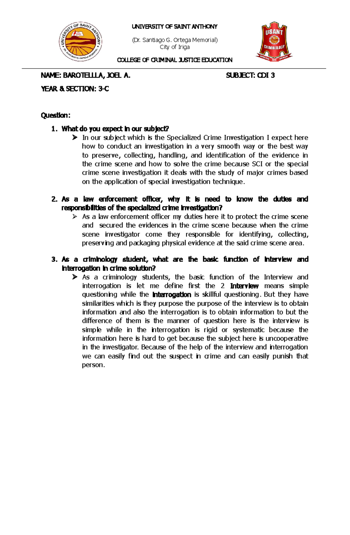 CDI 3 - JJBNJBIB - UNIVERSITY OF SAINT ANTHONY (Dr. Santiago G. Ortega ...