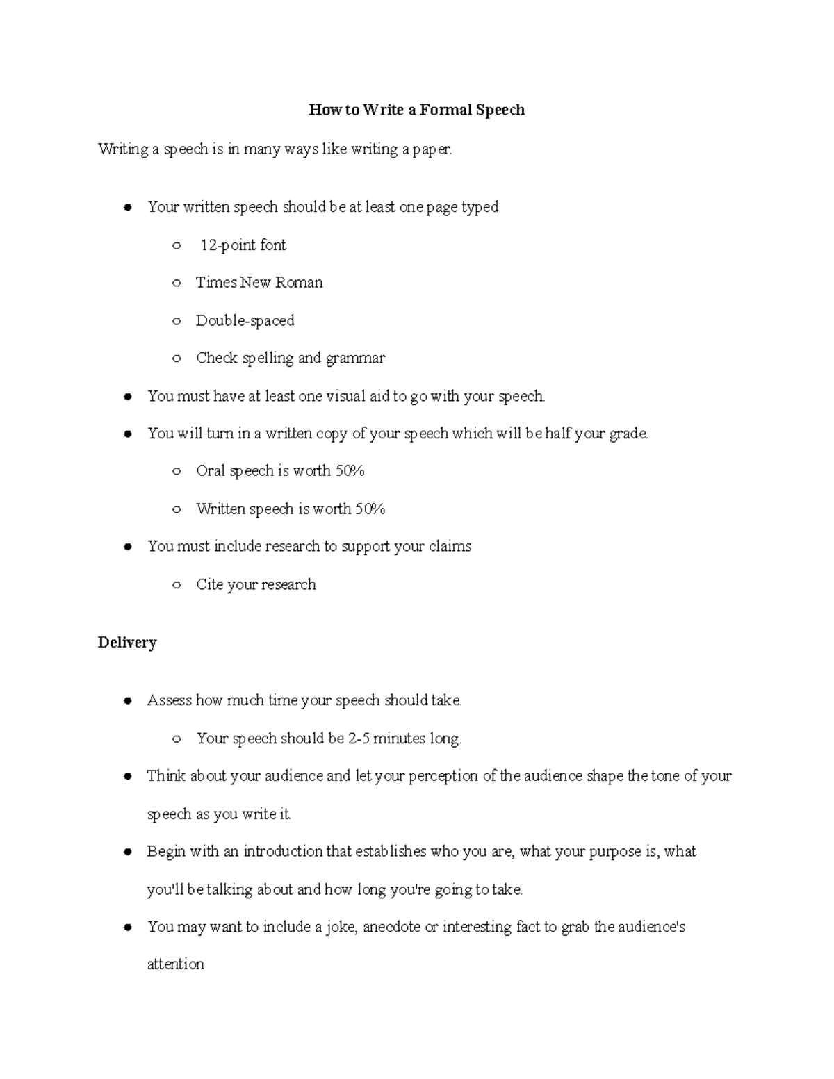 How to Write a Formal Speech - How to Write a Formal Speech Writing a ...