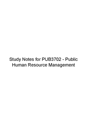 Public Human Resource Management - Study Notes for PUB3702 - Public ...