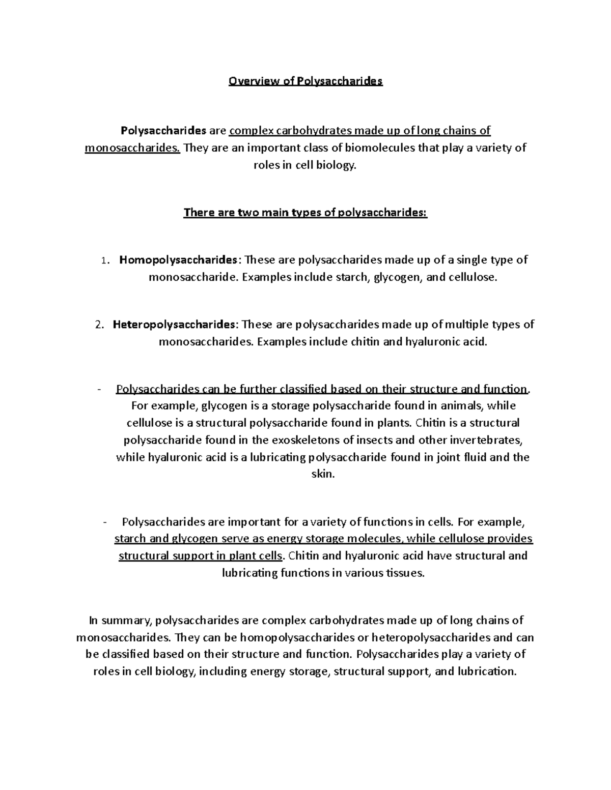 Document 89 (60) - Overview of Polysaccharides - Overview of ...