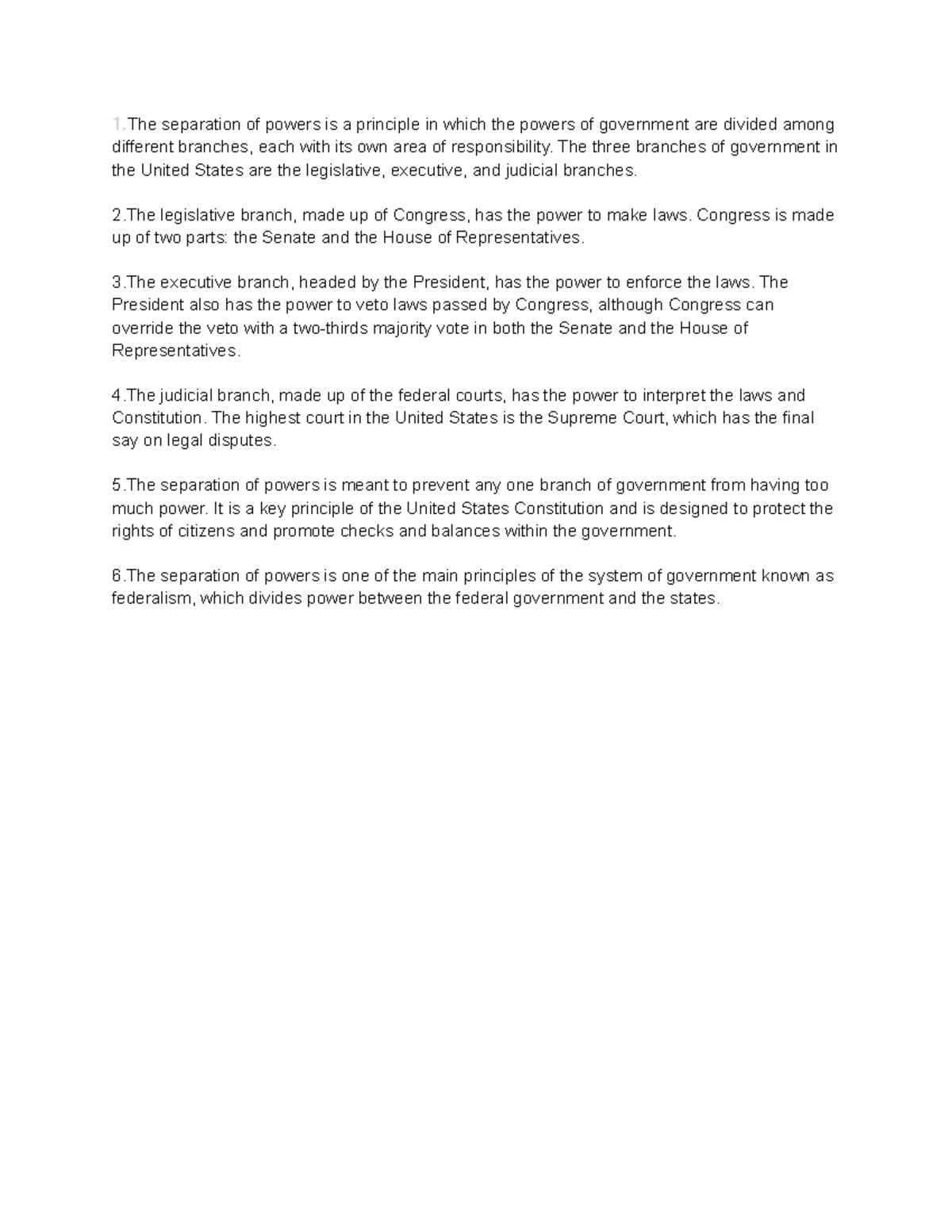 3 - us history notes - 1 separation of powers is a principle in which ...