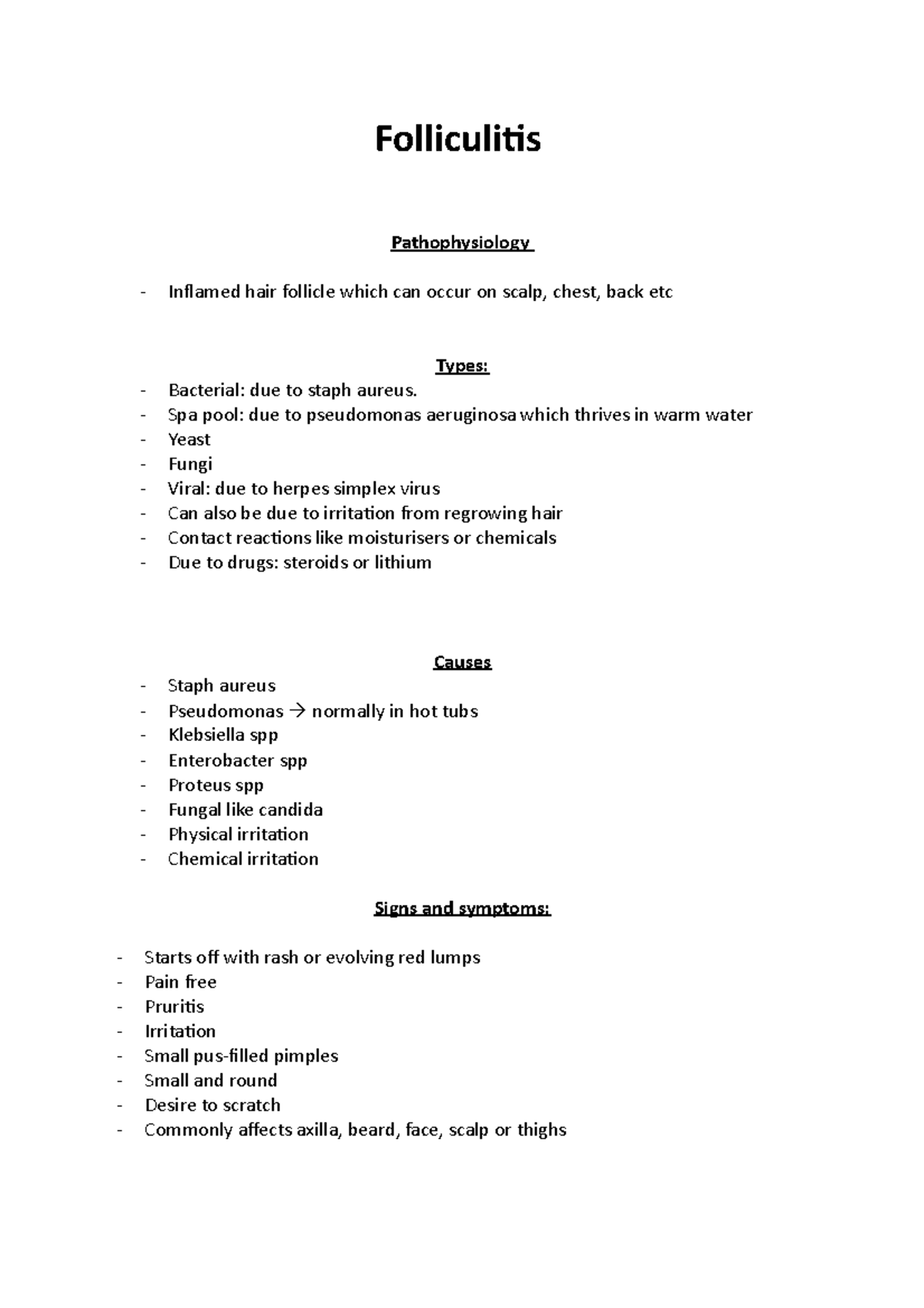 Folliculitis - lecture notes - PHA7061-C - Bradford - Studocu