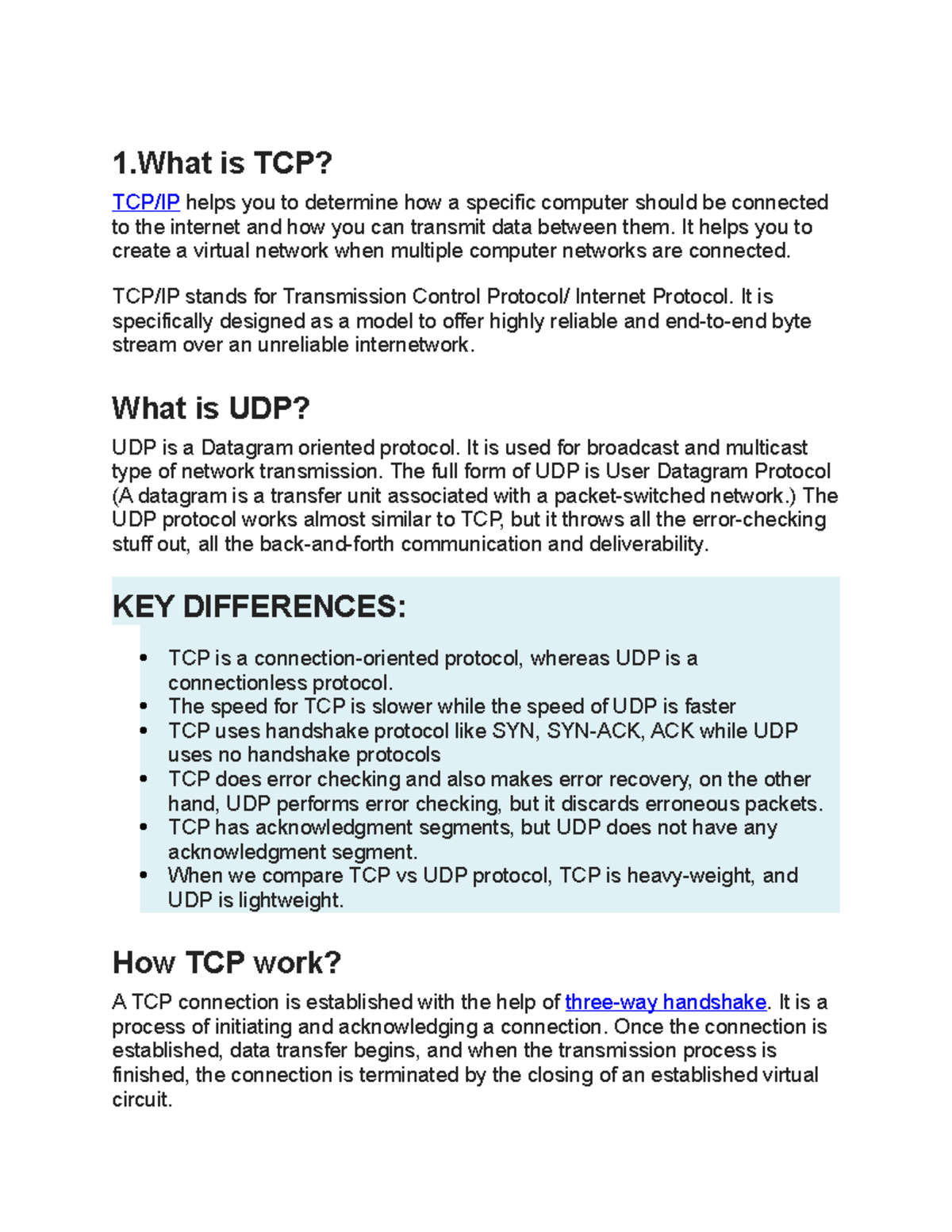 Individual system admin - 1 is TCP? TCP/IP helps you to determine how a specific computer should ...