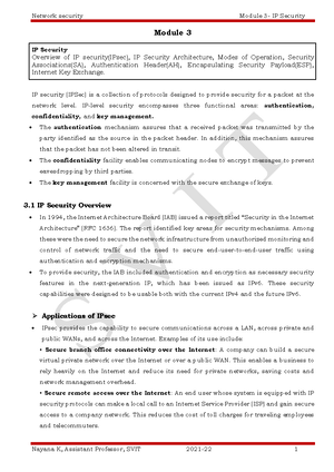 Module 4 and module 5 - NETWORK SECURITY Module 4: Intruders, Intrusion Detection, Malicious ...