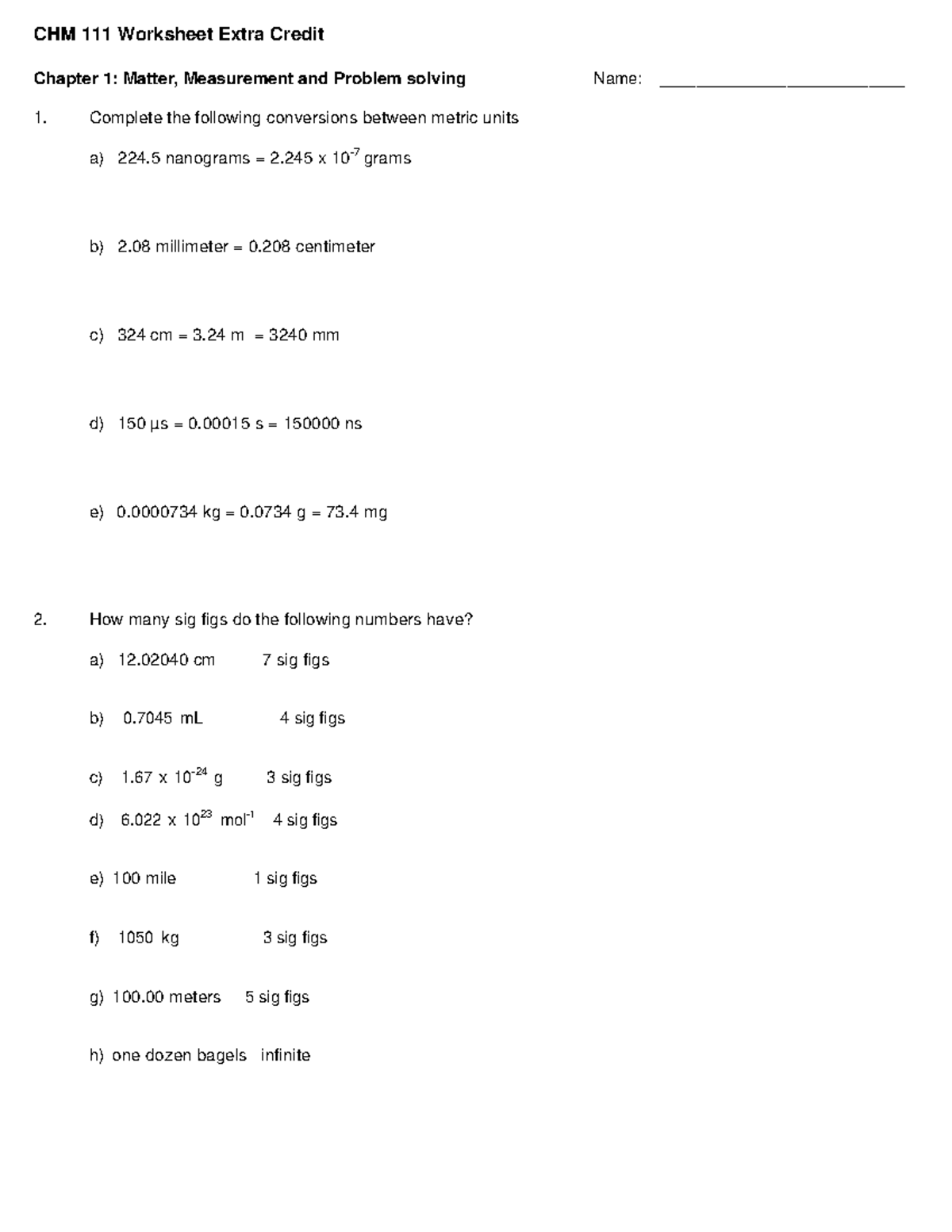 111 ec ch1 - homework - Chapter 1: Matter, Measurement and Problem ...
