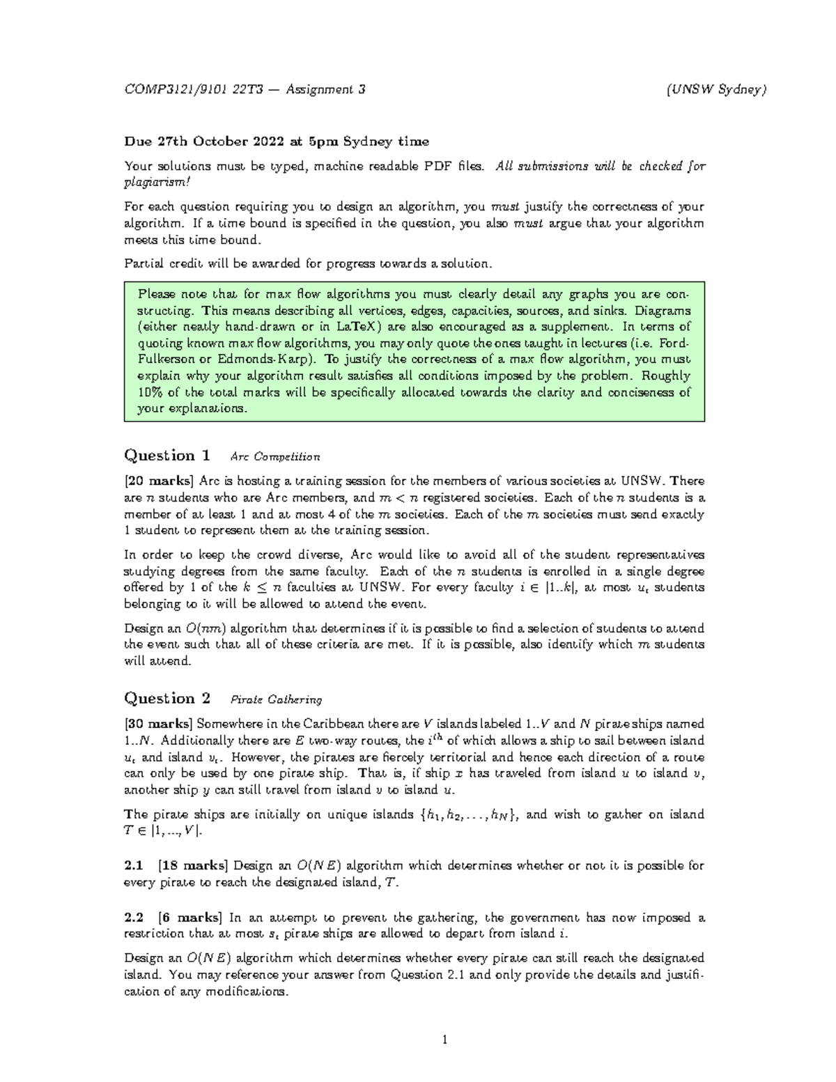 COMP3121 22T3 ASST3 Students v2 - COMP3121/9101 22T3 — Assignment 3 (UNSW Sydney) Due 27th ...