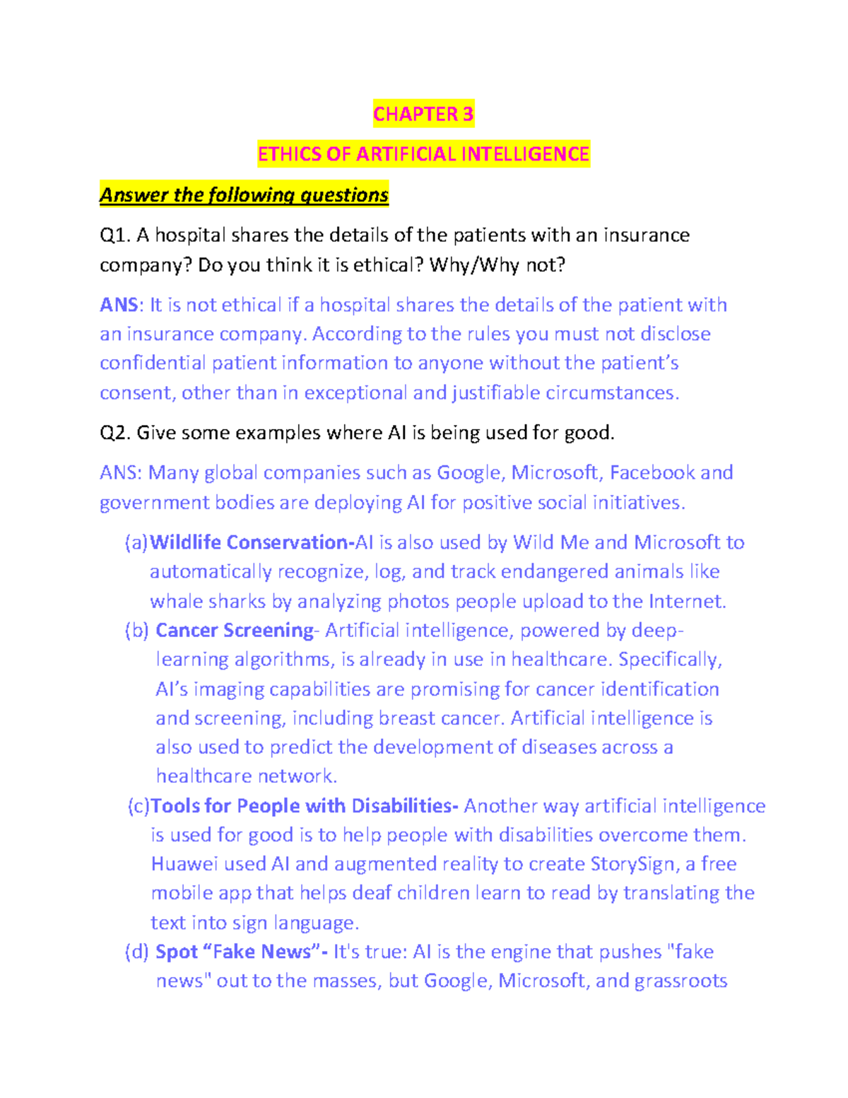 Class 7 AI Chapter 3 - Useful for short revision - CHAPTER 3 ETHICS OF ...