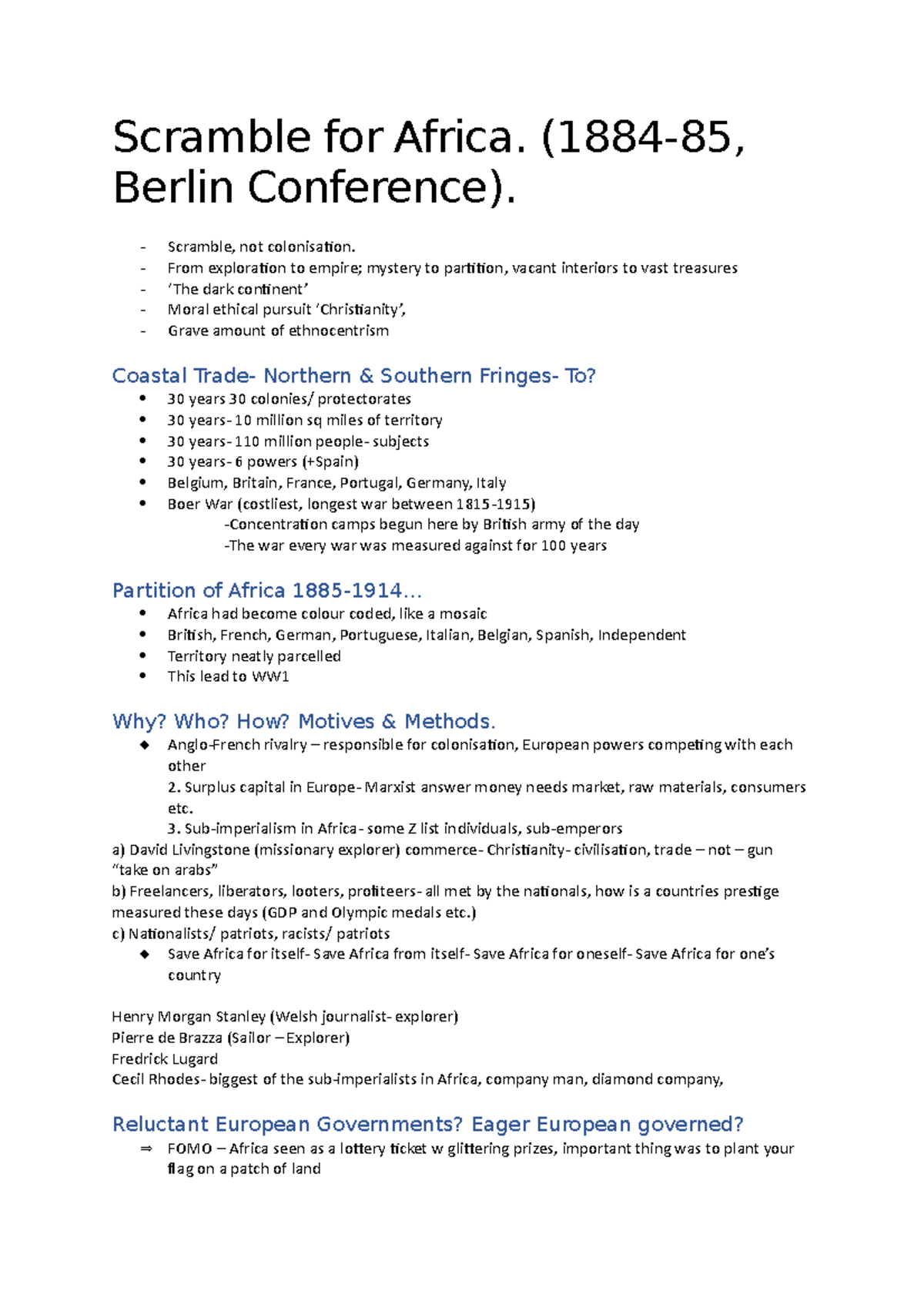 Scramble for Africa - (1884-85, Berlin Conference). Scramble, not ...