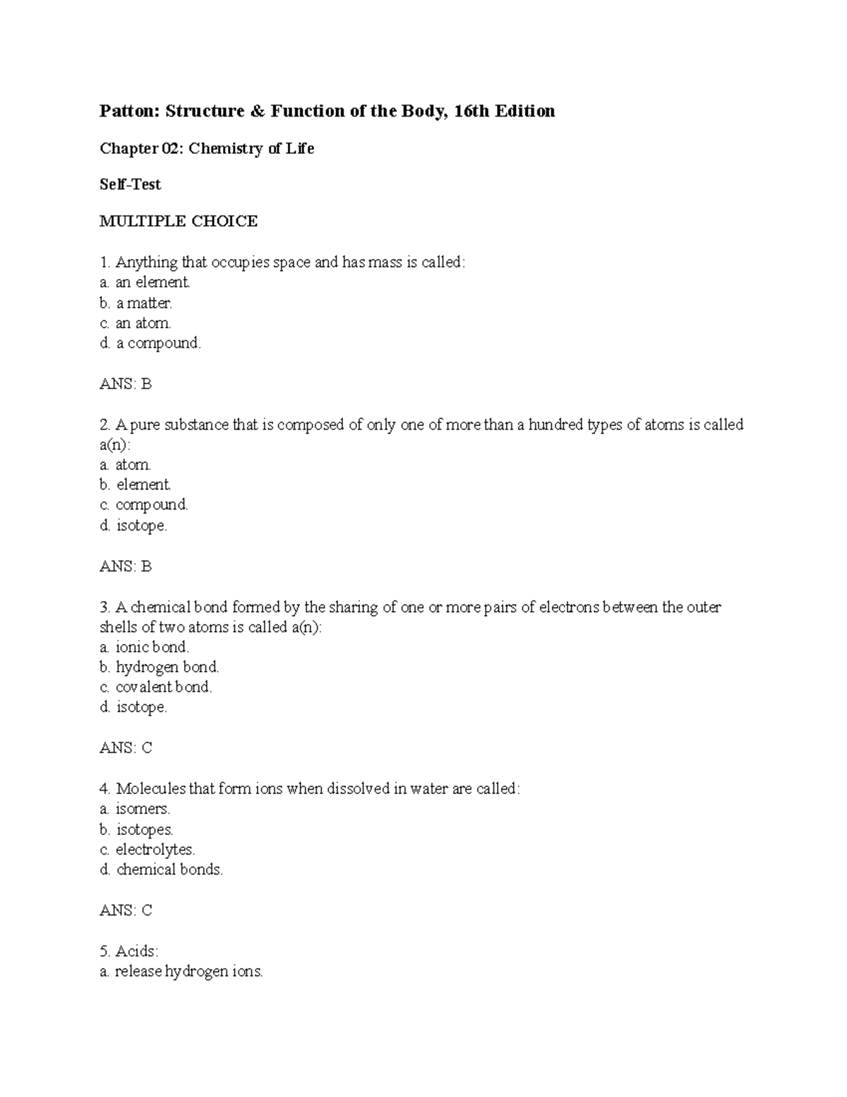 Chapter 002 pdf - Patton: Structure & Function of the Body, 16th ...