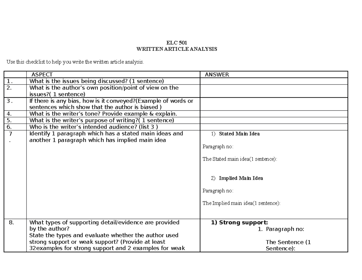 2019 Use this Checklist to help you write the analysis (8) (1) (3)Quest ...