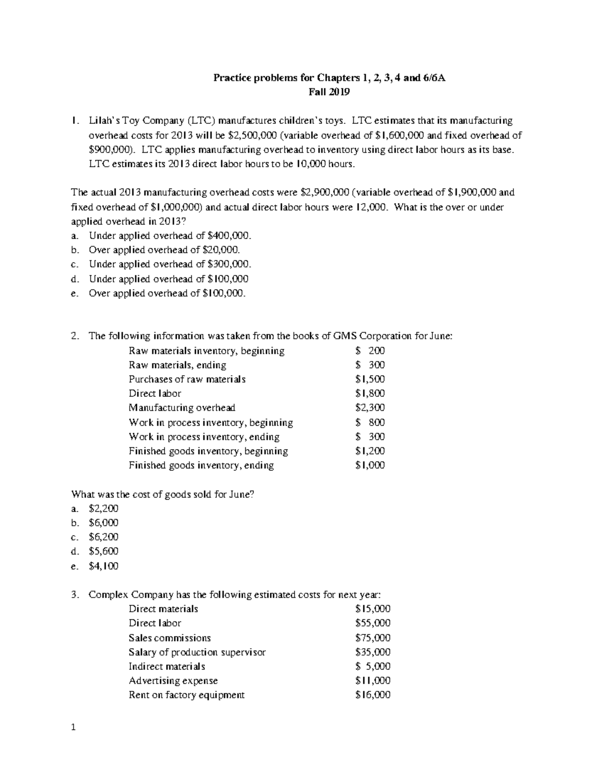 Practice problems for midterm Fall 2019 - Warning: TT: undefined function: 32 Practice problems ...