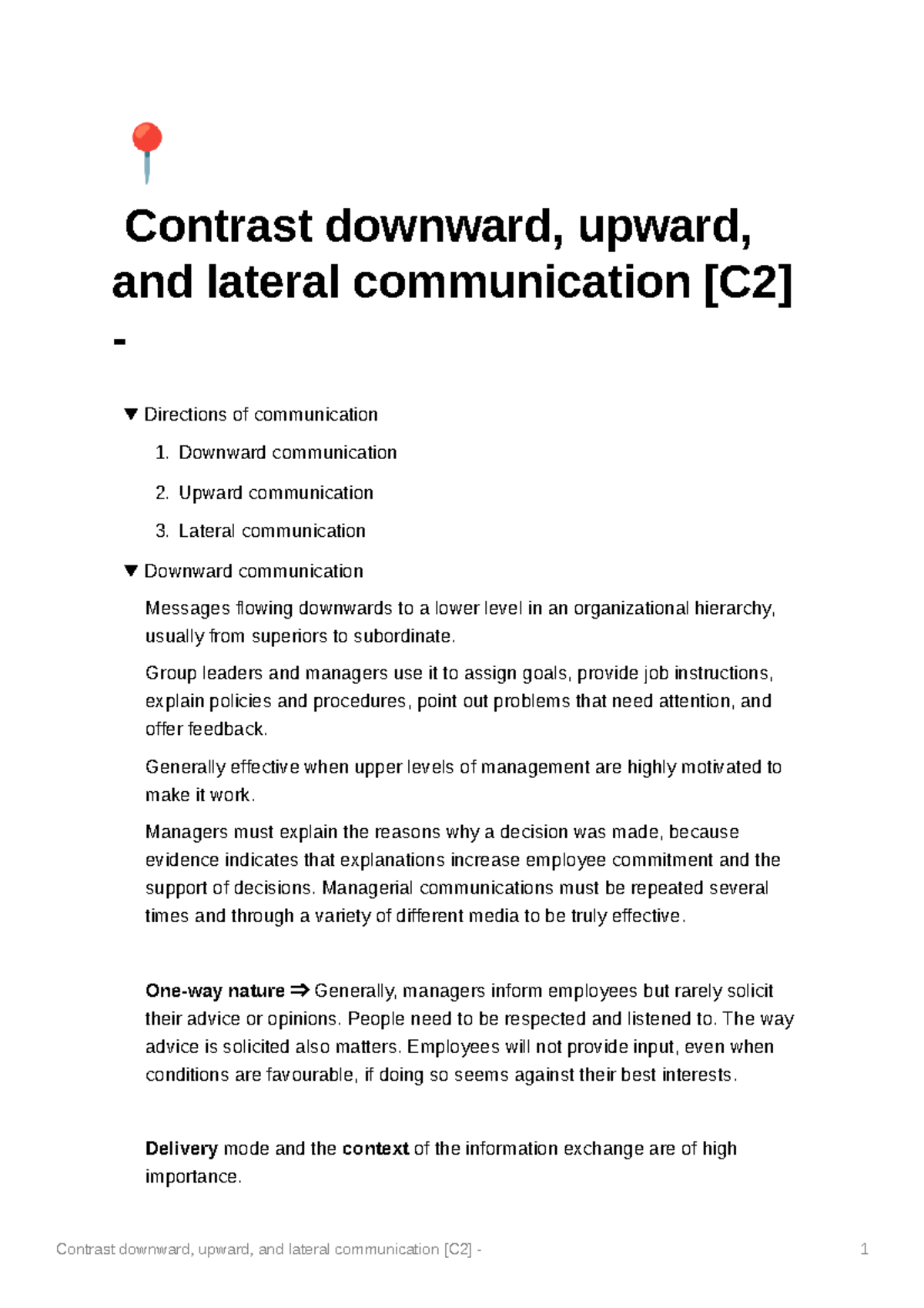 Contrast downward upward and lateral communication C2 - » Contrast ...