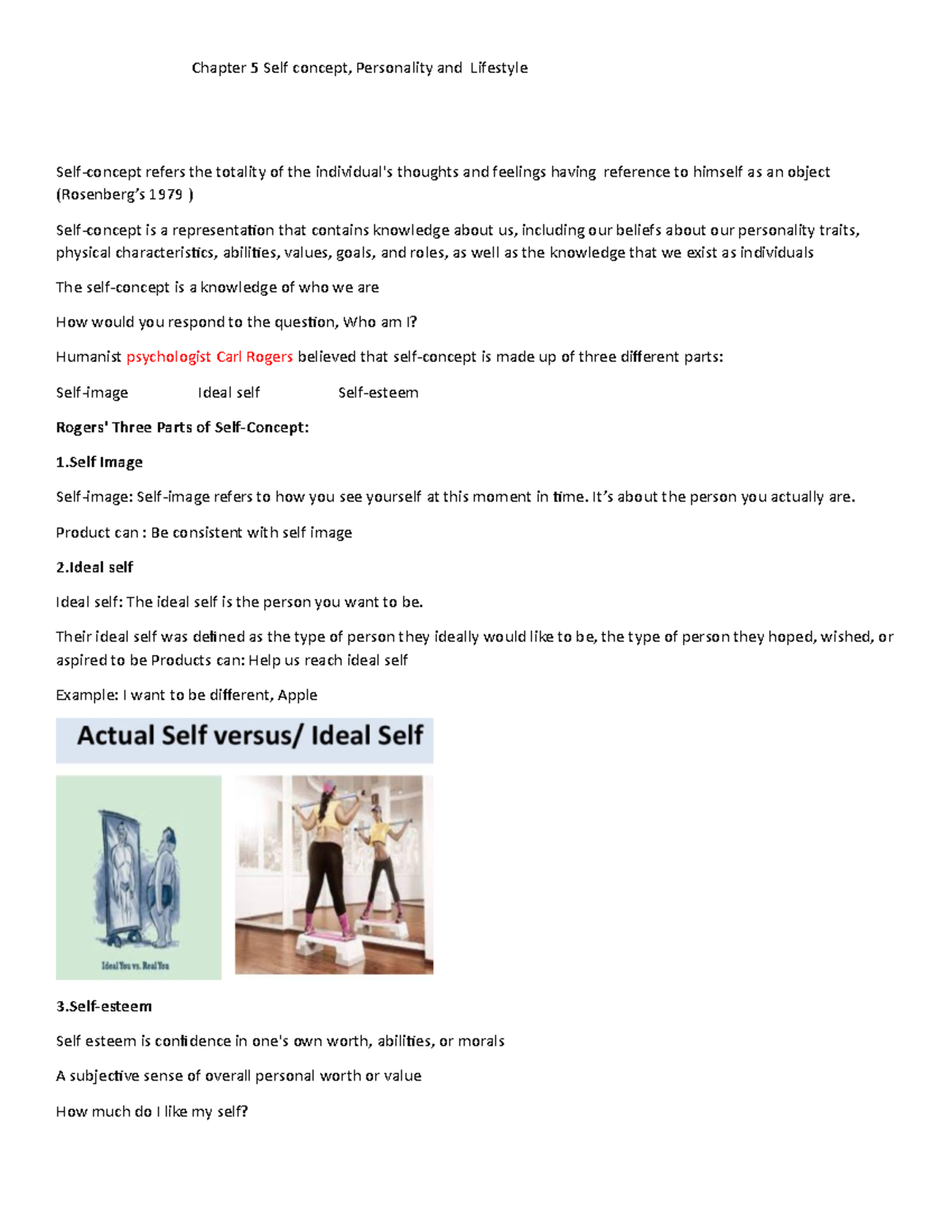 Ch5 - Chapter 5 Self concept, Personality and Lifestyle Self-concept ...