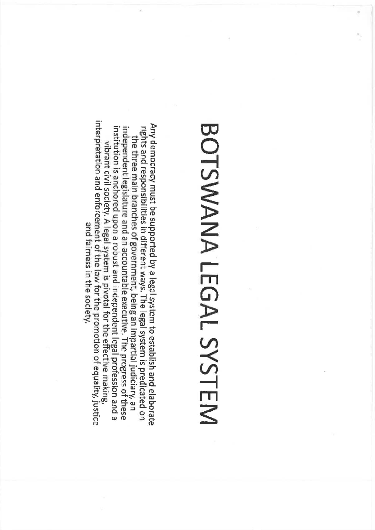 Law251-legal systems - notes for test 1 - BOTSWANA LEGAL SYSTEM Any ...